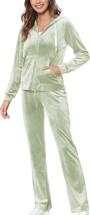 Dames Trainingspak Velours, 2-delige Casual Loungewear, Comfortabele ...