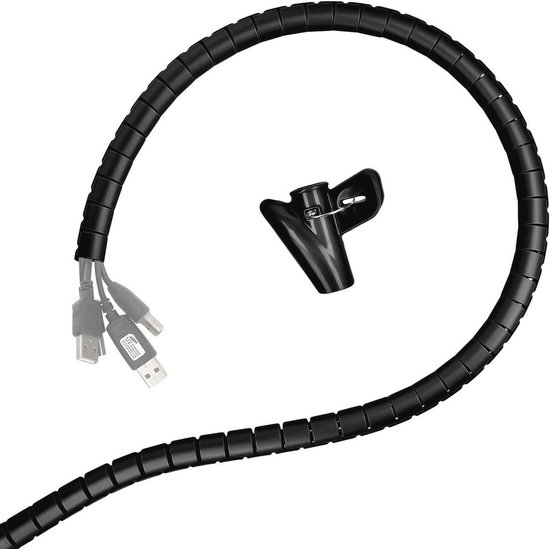 Professionele Kabelslang voor Kabelmanagement - 2 Meter, 15 mm, Zwart | bol