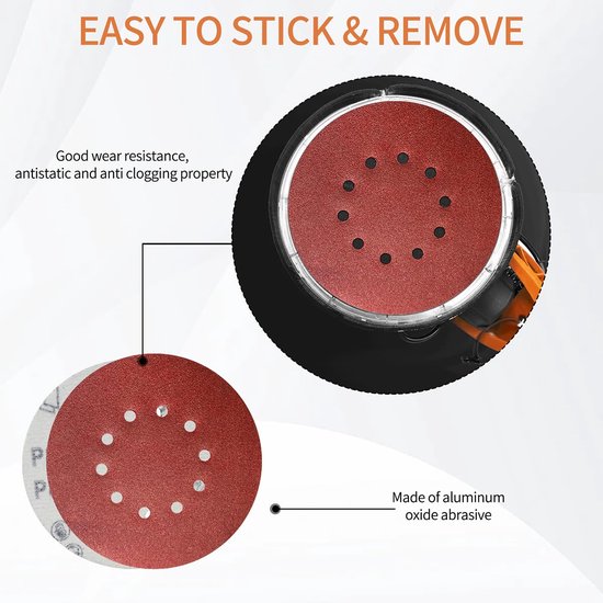 Ronde Schuurschijven 225mm met Klittenband, 10 Gaten - Geschikt voor ...
