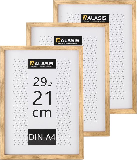 Set van 3 Fotolijsten A4 (21x29,7 cm) - Houten Lijst voor Muur of Tafel ...