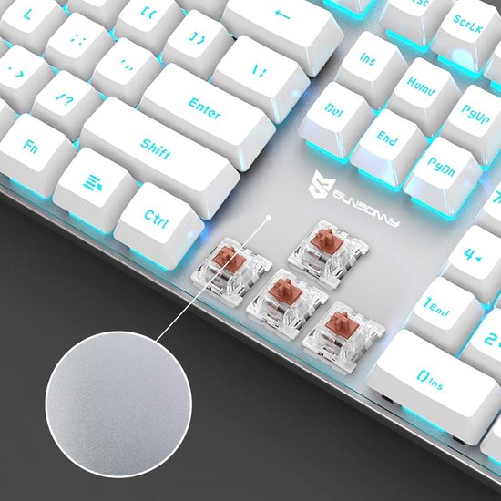 Mechanisch Gaming Toetsenbord Wit 104 Toetsen Amerikaans Layout Bruine ...