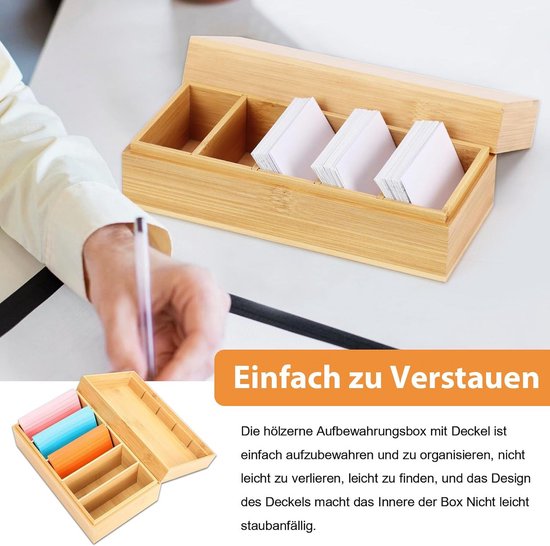 Houten Indexkaarten Box A7 met 400 Notities en Scheidingswanden ...