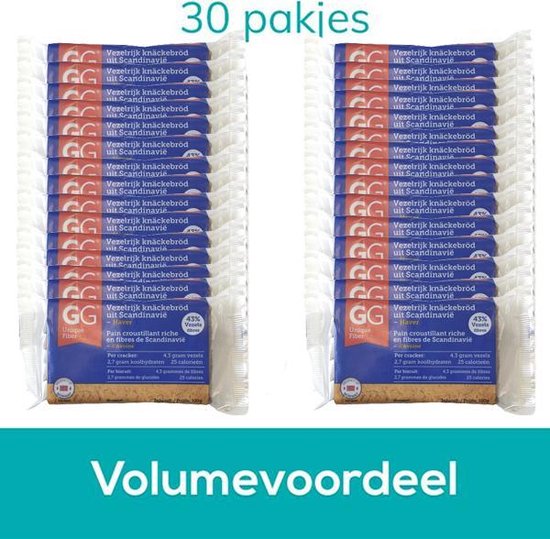 GG Bran | Crispbread Crackers | Haver | 30 Stuks | 30 x 100g ...