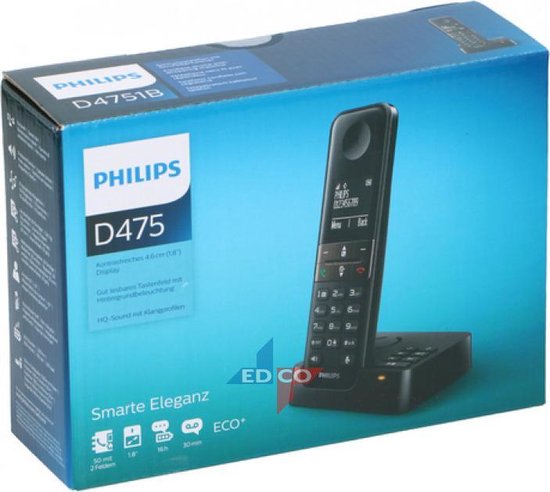 Philips D4752B Téléphone DECT Identification de l'appelant Noir | bol.com