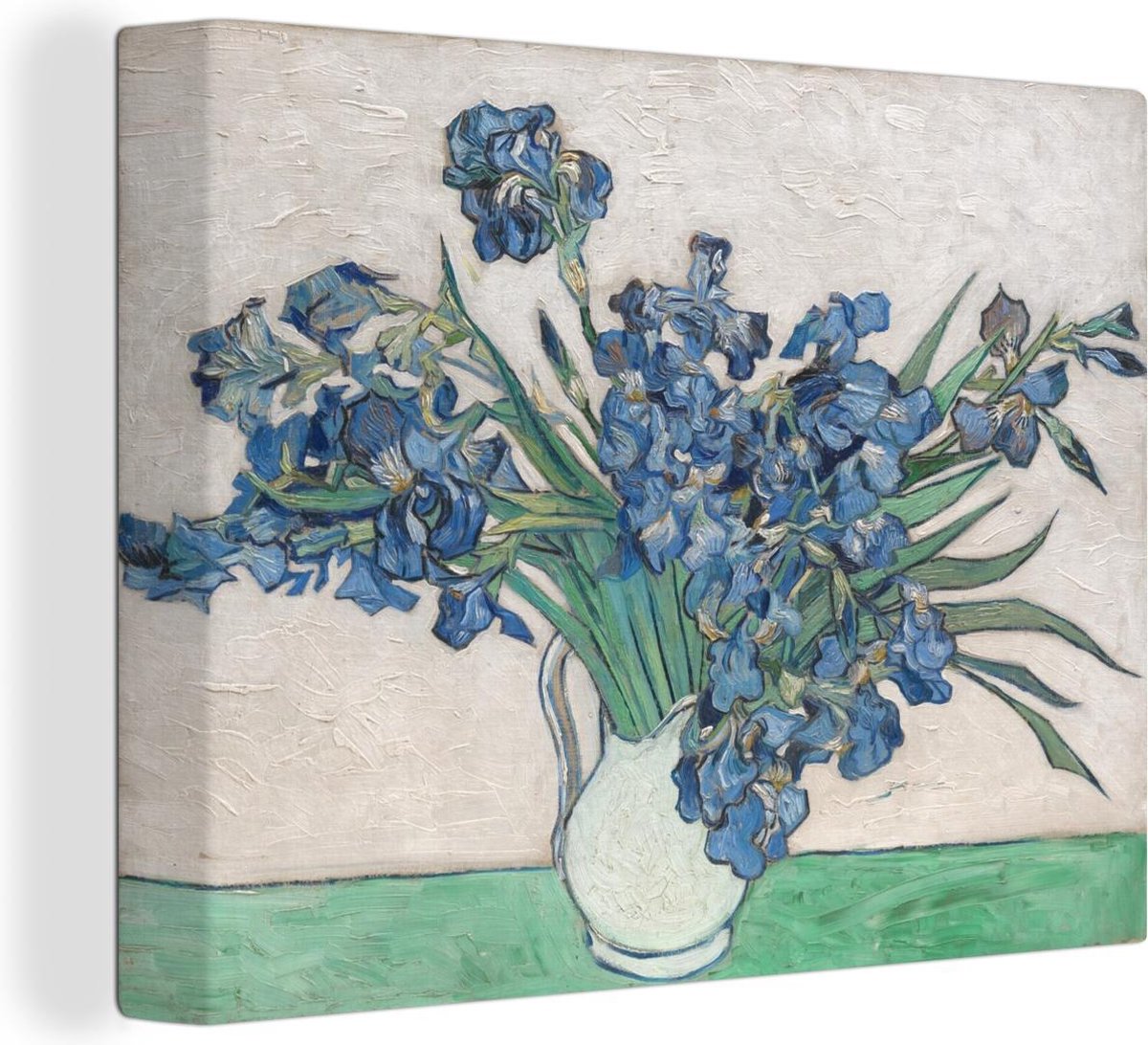 Canvas Schilderij Vaas met Irissen - Vincent van Gogh - 80x60 cm - Wanddecoratie | bol.com