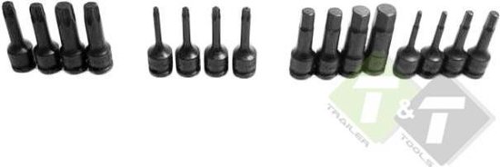 Inbus en Torx krachtdoppen, inbusdop, torxdop 1/2 duims aansluiting, 16 delig | bol.com