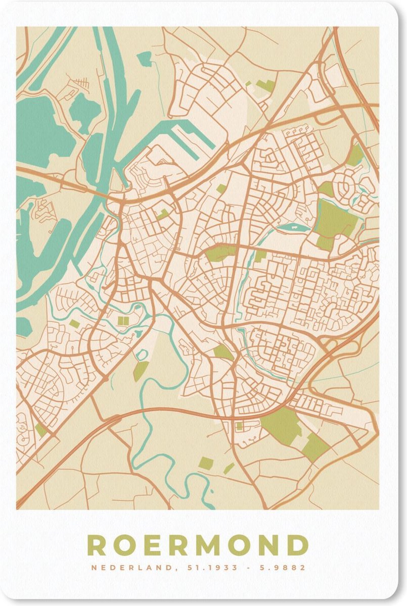 Plattegrond - Roermond - Vintage - Stadskaart | bol.com