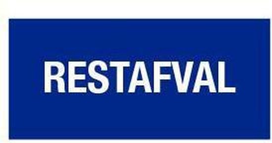 Restafval sticker - 300 x 150 mm - zelfklevende folie - blauw wit | bol