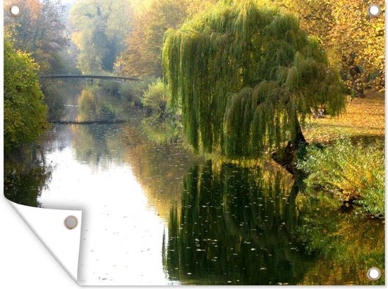 Tuin decoratie Treurwilg over het water - 40x30 cm - Tuindoek ...