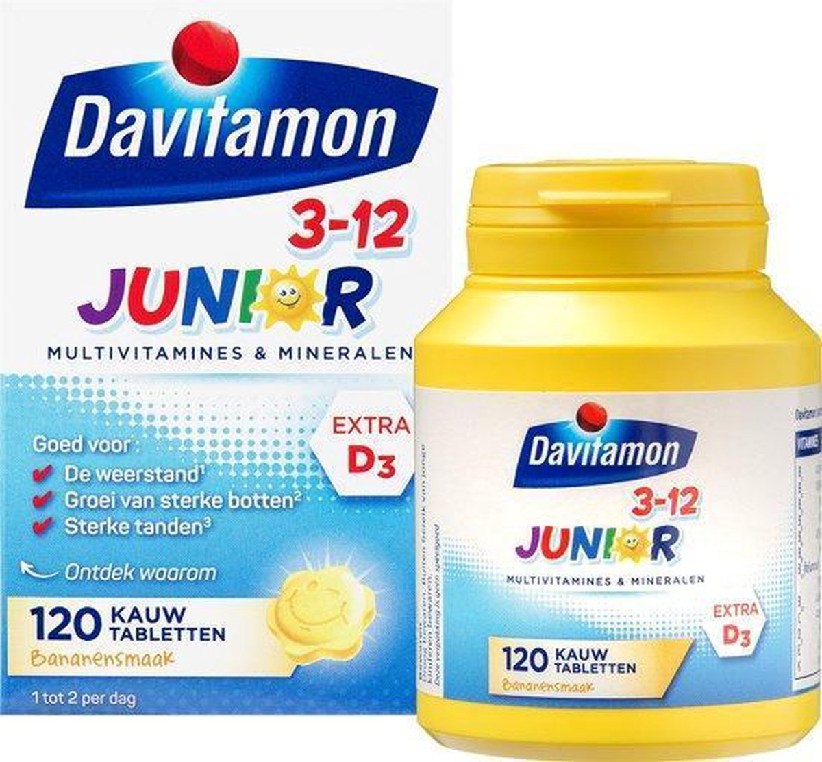 Davitamon Junior 3+ kauwvitamines - multivitamine kinderen - banaan ...