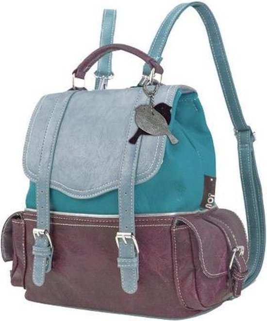 'Kiki' - Rugzak - Handtas - Lichtblauw / Bordeaux rood / Aqua - Veel ...