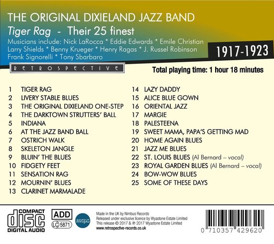 Tiger Rag - The Original Dixieland Jazz Band (CD), Tiger Rag | Muziek | bol