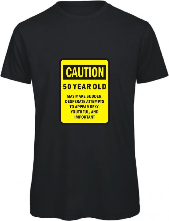 T-shirt Caution 50 years old | XXL | Zwart | bol.com