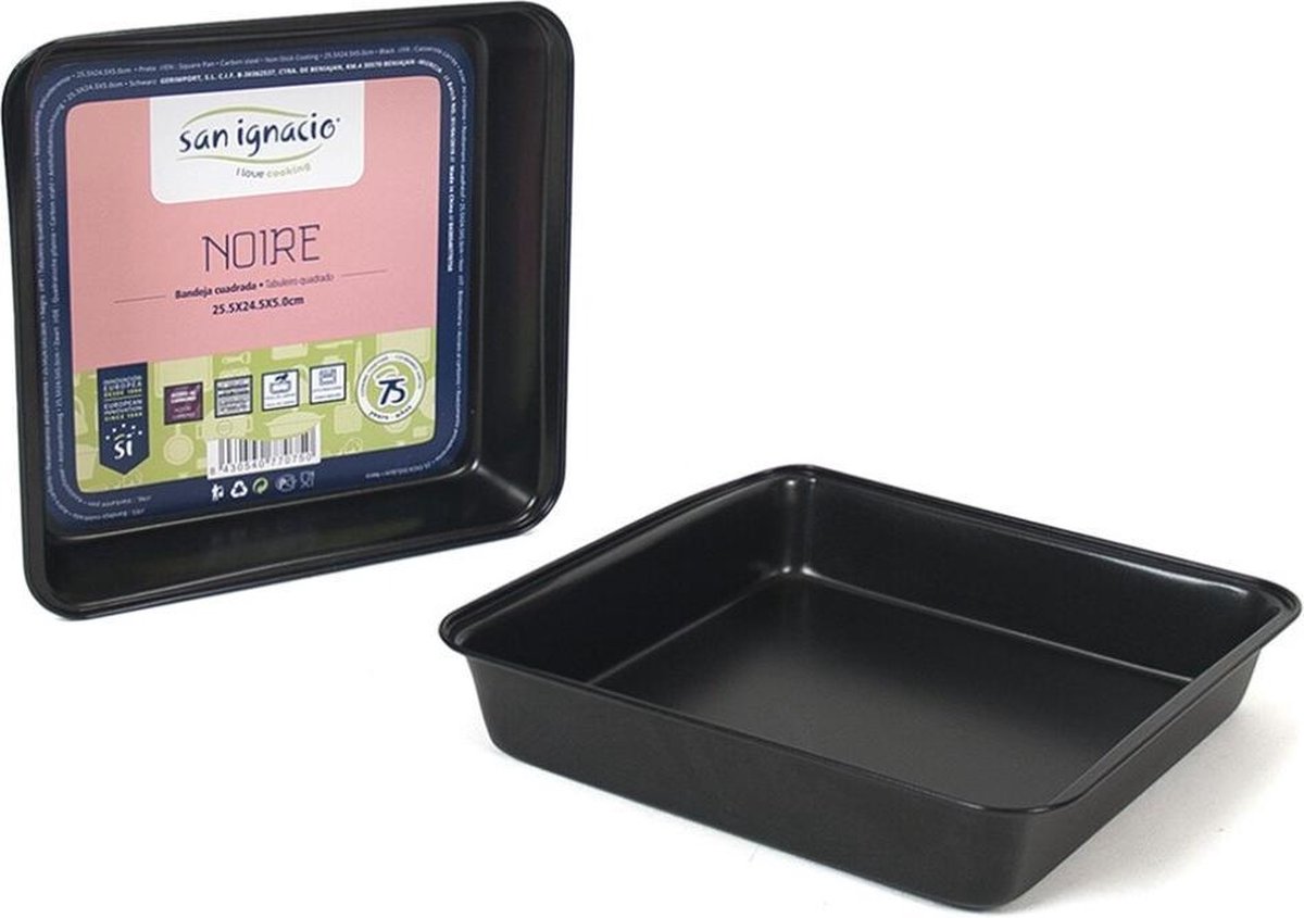 Brownie/taart bakvorm/bakblik vierkant 22,5 x 23,5 c 4,5 cm zwart ...