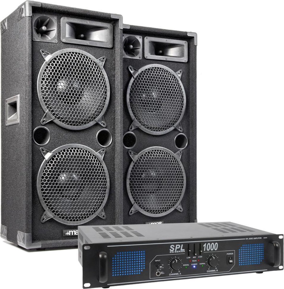 Complete geluidsinstallatie - DJ set met versterker en speakers - 1000W ...