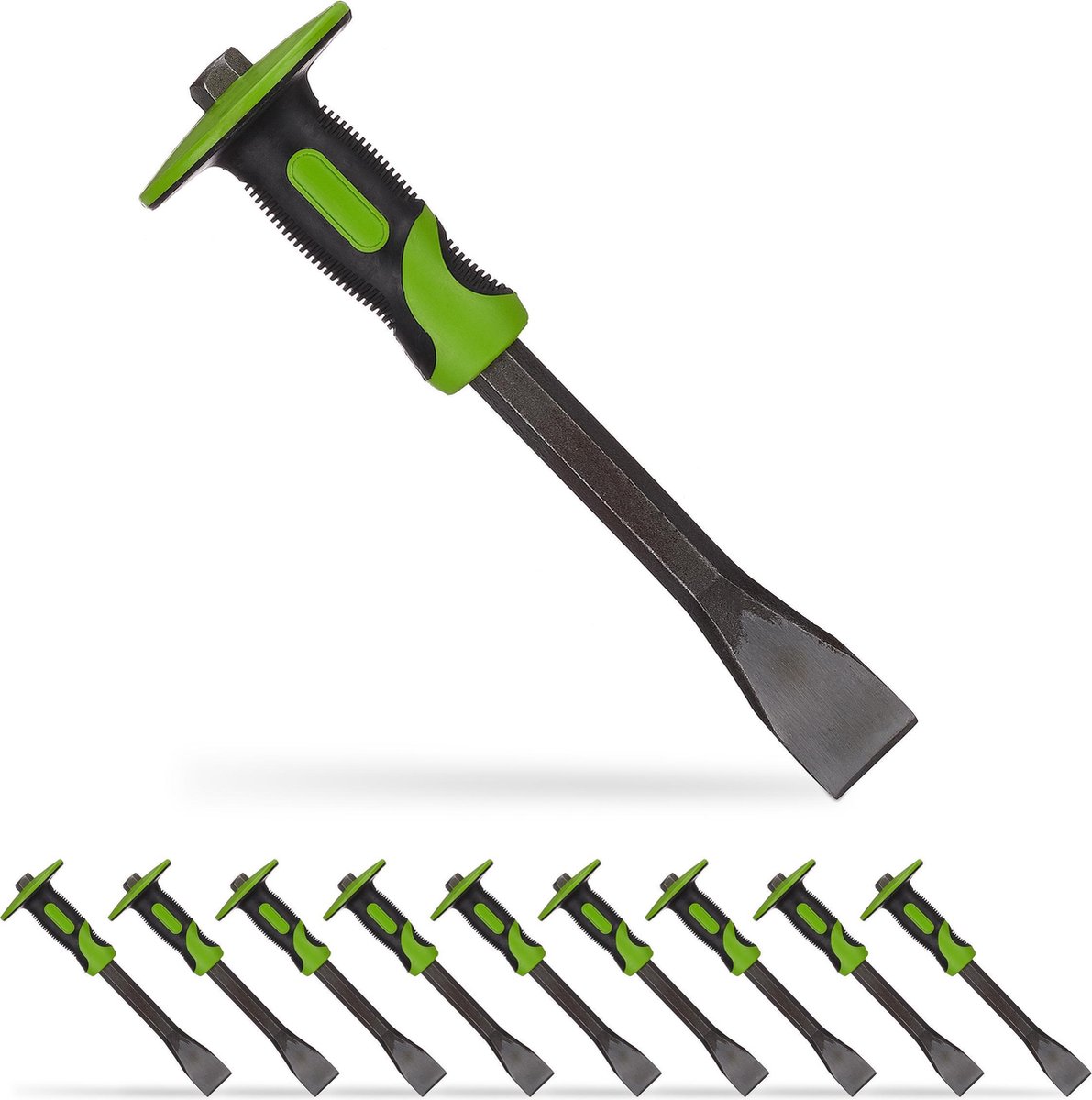 Relaxdays 10 x platte beitel met handbescherming - steenbeitel - tegels ...