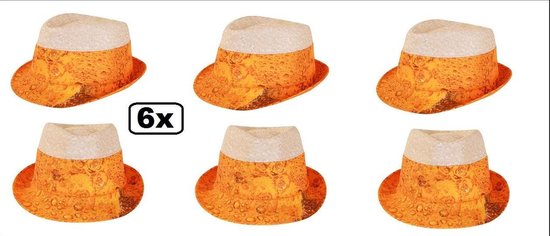 6x Bier hoedje - Bier Apres ski Oktoberfeest hoed kojak gele rakker ...