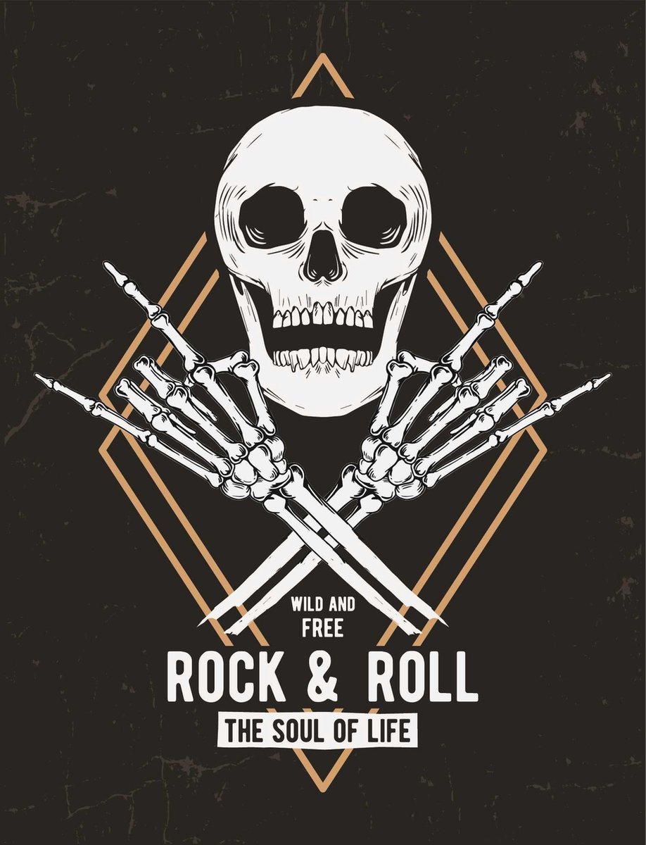 Rock music graphic design with skull illustration for t-shirt and other ...