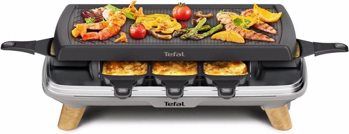 bol.com | Tefal Gourmetstel Raclette 8 Personen Staal Zwart