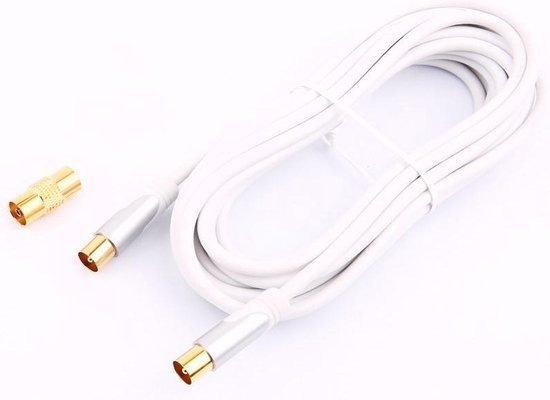 JVC antennekabel COAXIAL CABLE WHITE MALE/MALE ADAPTOR FEMALE/FEMALE | bol