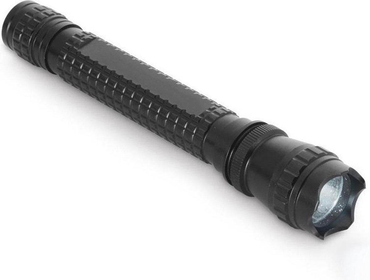 LED zaklamp zwart aluminium 16 cm met batterijen in geschenkdoos - Zaklamp -... | bol.com