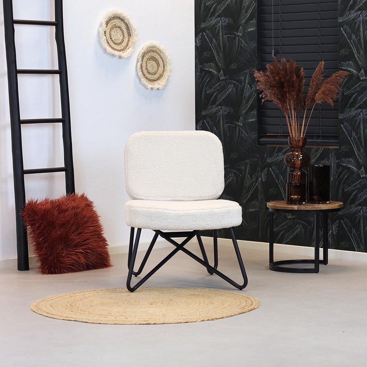 Bronx71® Teddy fauteuil Julia wit - Zetel 1 persoons - Relaxstoel ...