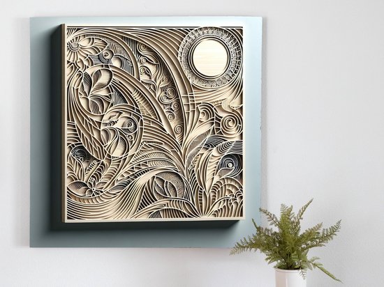 Line art relief schilderij | Ritmisch reliëf van strakke lijnen brengt ...