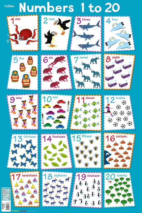 Numbers 1 20 4 Collins Childrens Poster | 9780008304737 | Collins Kids ...
