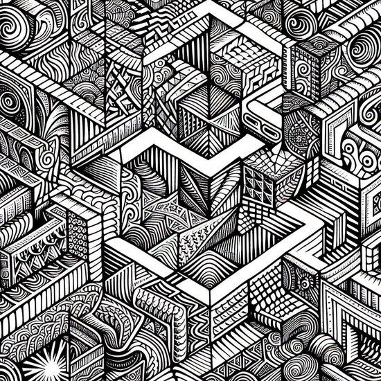 Doodle escher schilderij | Magische patronen weven zich in eindeloze ...