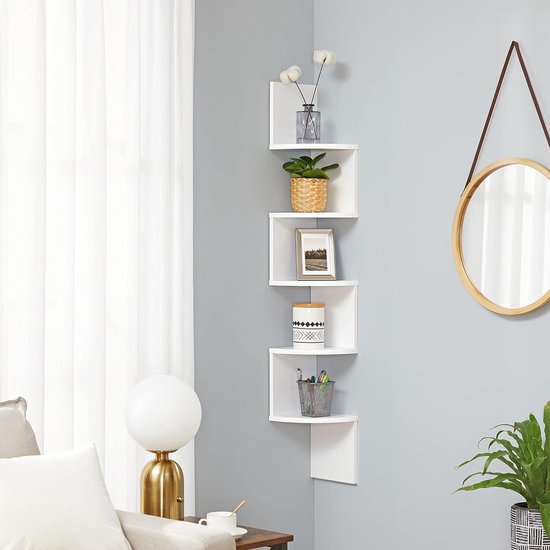 Hoekplank wandplank wit 5 planken zwevend design voor keuken slaapkamer ...