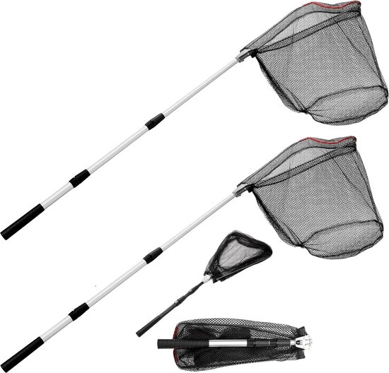 2 stuks visnet met telescopische stanghandgreep - opvouwbaar nylon ...
