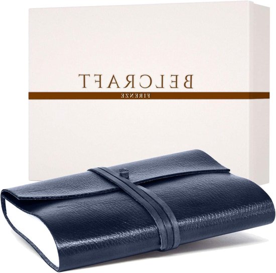 Large Recycled Leather Bound Diary Notebook Notepad - A5 (15x21cm) Navy ...