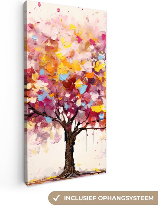 Canvas schilderij 20x40 cm - Wanddecoratie Aquarel - Boom - Kunst - Abstract -... | bol