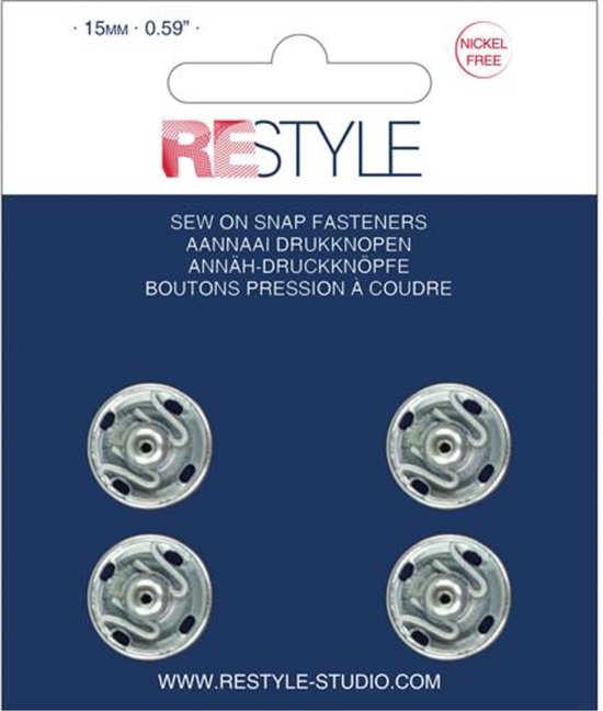 ReStyle 015.12005 Aannaaidrukknopen 15 mm zilver nikkelvrij, 4 stuks | bol
