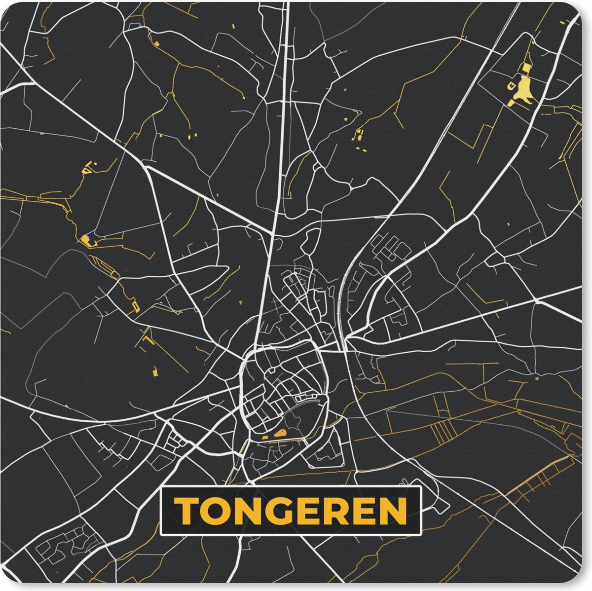 Muismat - Stadskaart - Tongeren - Kaart - Gold - Plattegrond - 20x20 cm ...