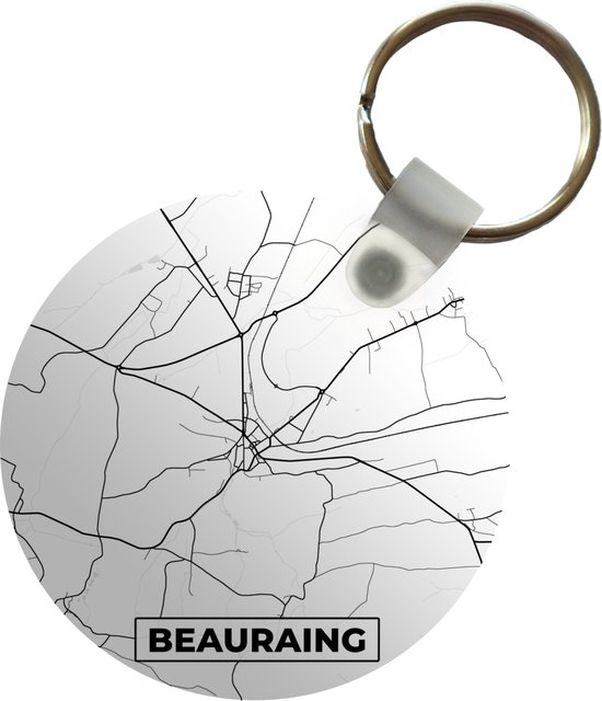 Sleutelhanger - België – Beauraing – Stadskaart – Kaart – Zwart Wit ...