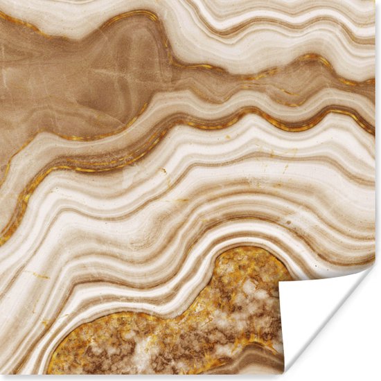 Poster Glitter - Goud - Agaat - Edelstenen - 50x50 cm | bol