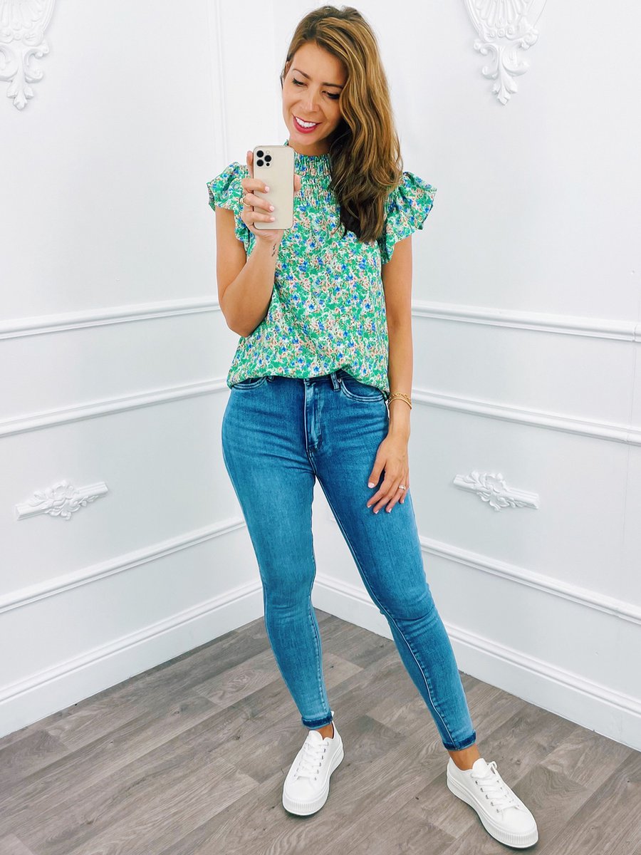 Ruffel Flower Col Top Groen | bol.com