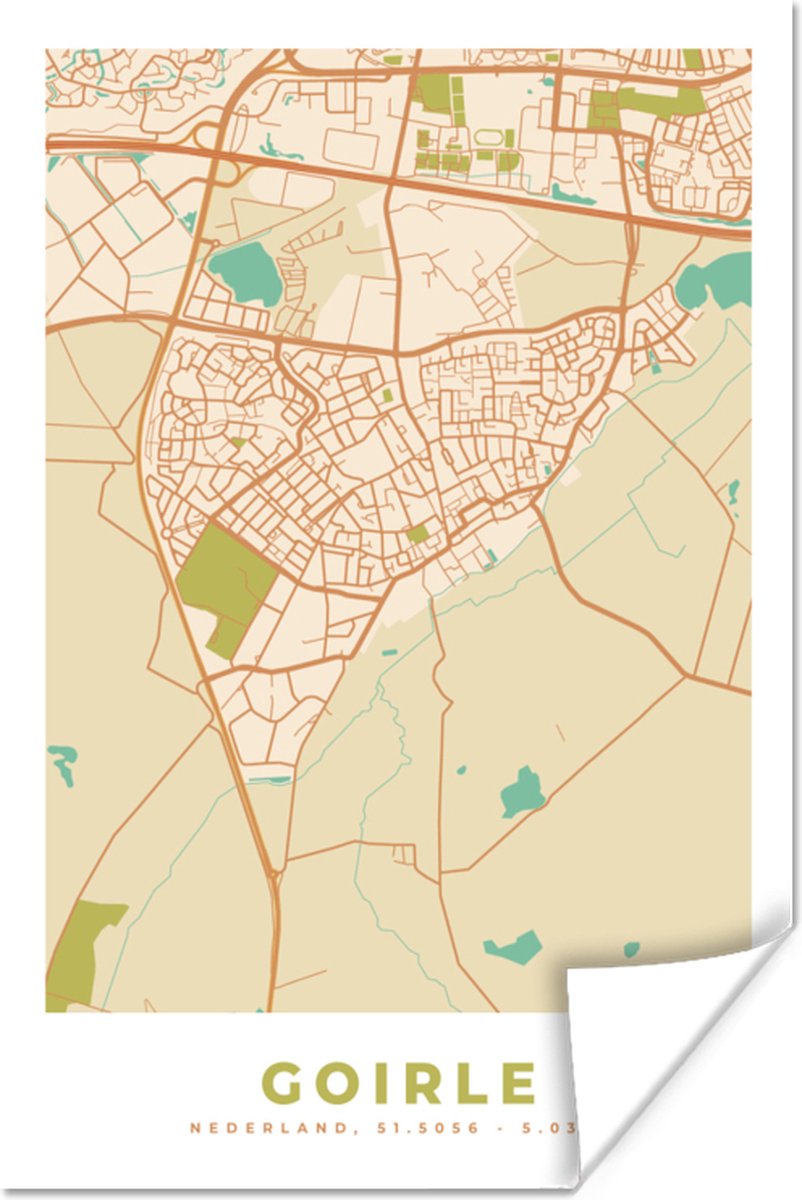 Poster Goirle - Plattegrond - Stadskaart - Kaart - 40x60 cm | bol.com