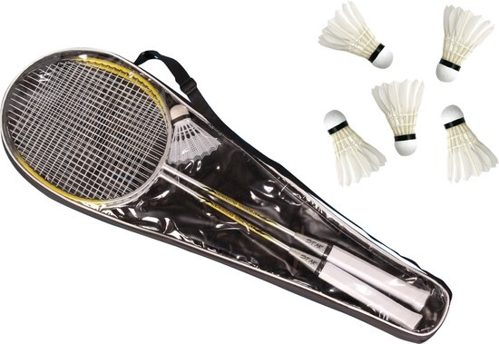 Badminton set met 6x shuttles en opbergtas voor volwassenen | bol