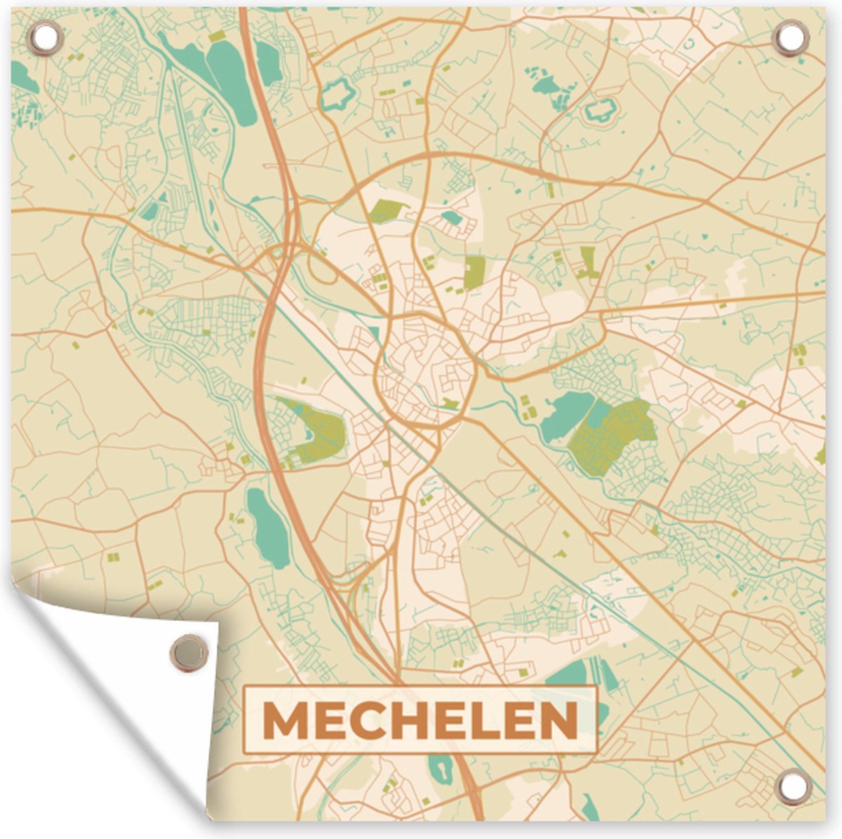 Tuin poster België - Kaart - Mechelen - Stadskaart - Plattegrond ...