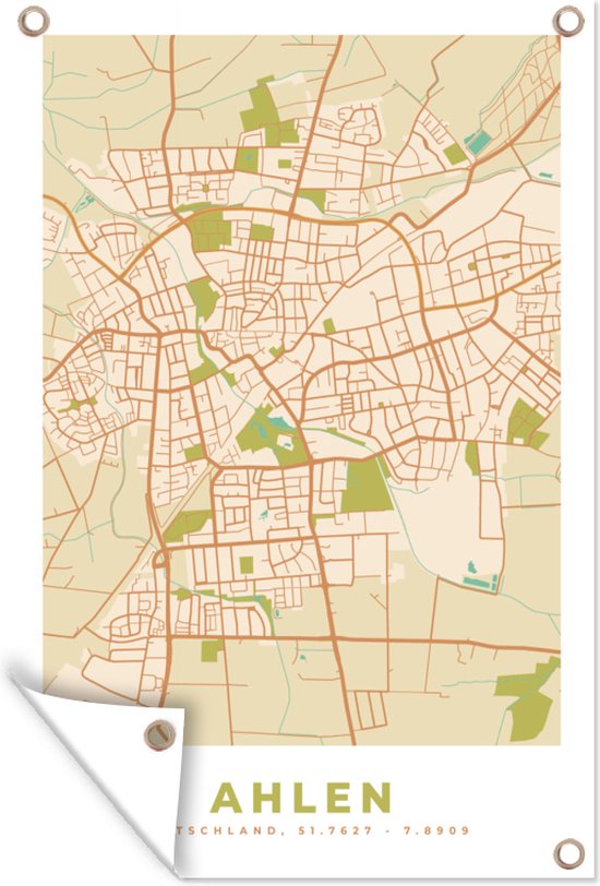 Muurdecoratie Stadskaart - Ahlen - Vintage - Kaart - Plattegrond ...