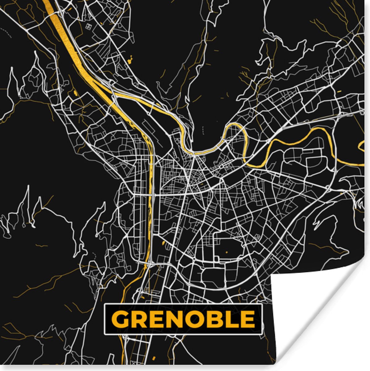 Affiche Grenoble - Carte - France - Plan - Plan de ville - 30x30 cm ...