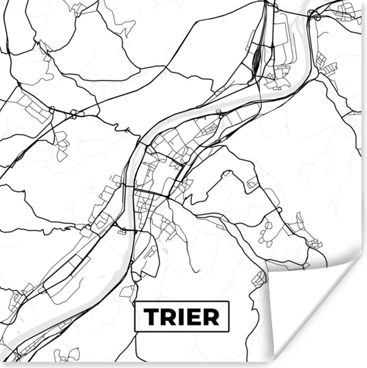 Poster Kaart - Trier - Plattegrond - Stadskaart - 30x30 cm | bol.com
