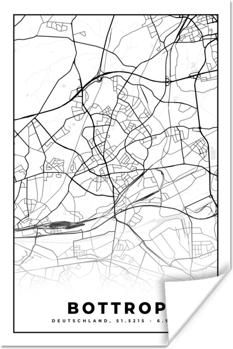 Poster Bottrop - Plattegrond - Kaart - Stadskaart - 20x30 cm | bol.com