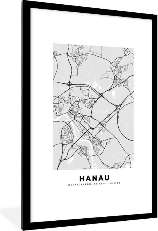 Fotolijst incl. Poster - Hanau - Kaart - Stadskaart - Duitsland ...