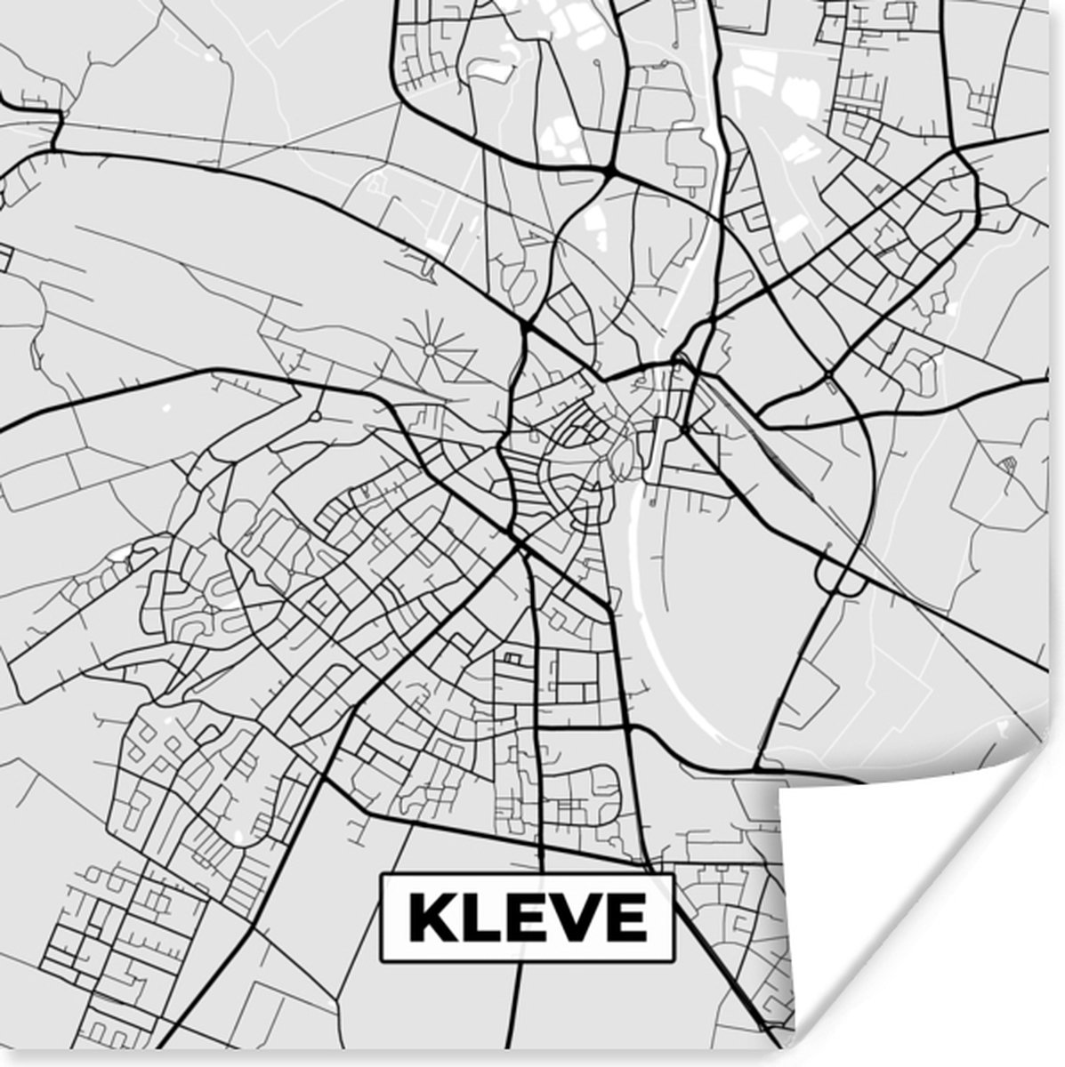 Poster Stadskaart - Kleve - Kaart - Duitsland - Plattegrond - 50x50 cm ...