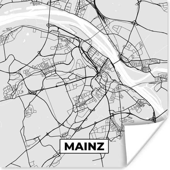 Poster Mainz - Kaart - Stadskaart - Plattegrond - Duitsland - 30x30 cm ...