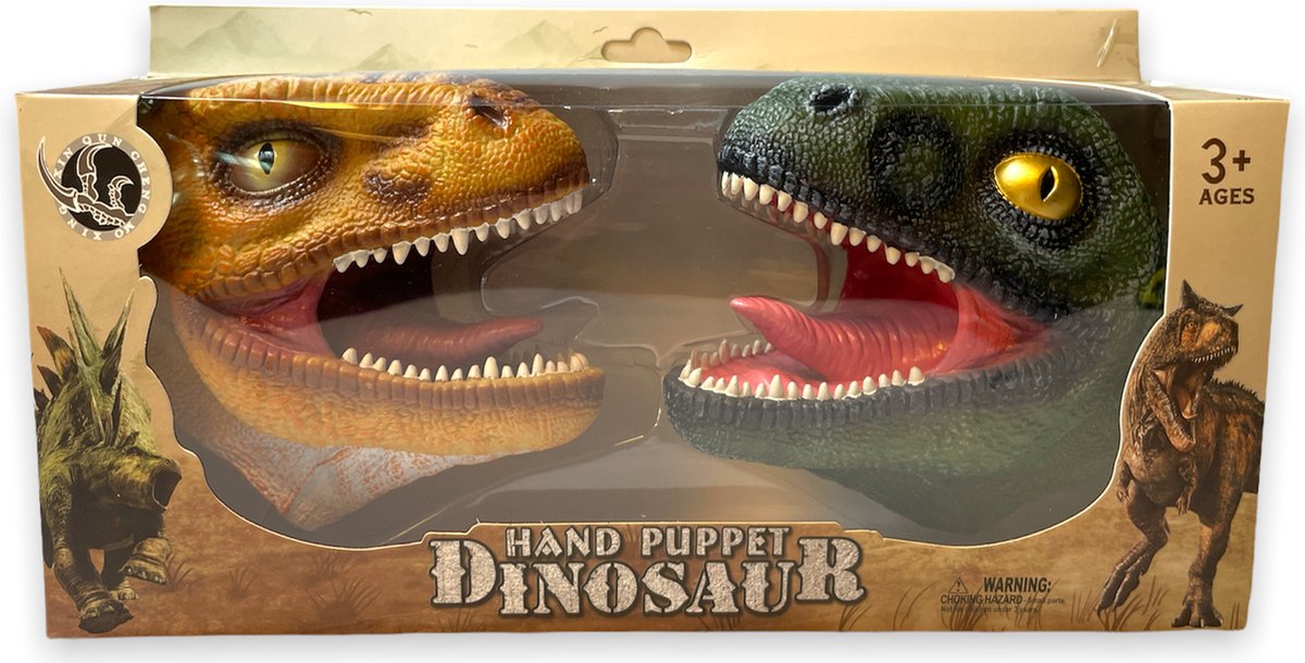 2x Hand Puppet Tyrannosaurus - rubber Realistic dinosaurus speelgoed ...