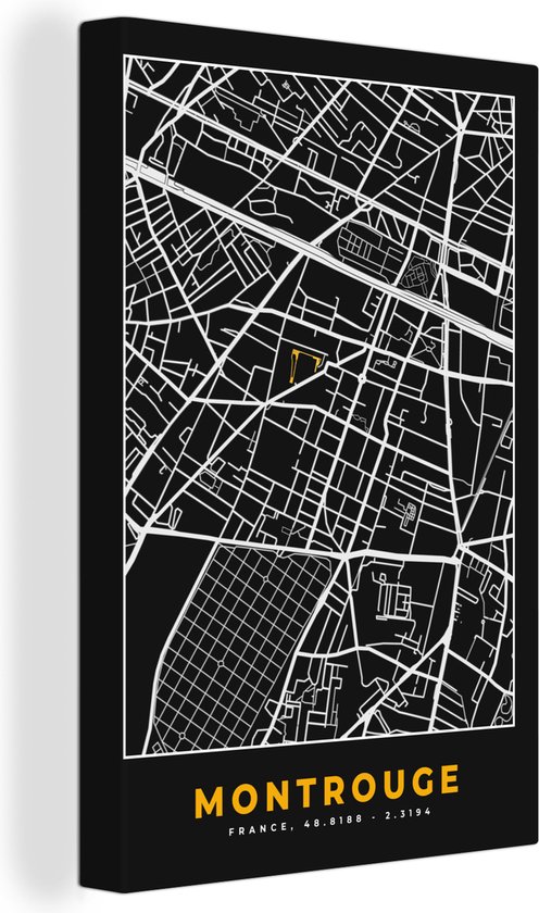 Canvas Schilderij Frankrijk - Montrouge - Stadskaart - Kaart ...